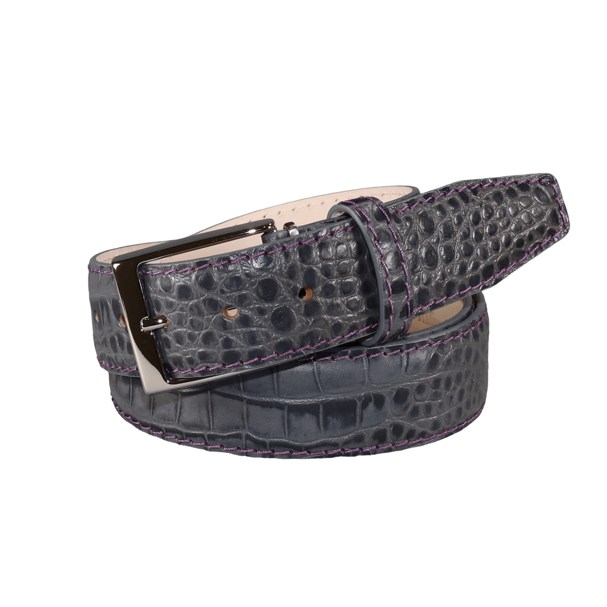 Gray Mock Gator Leather Belt