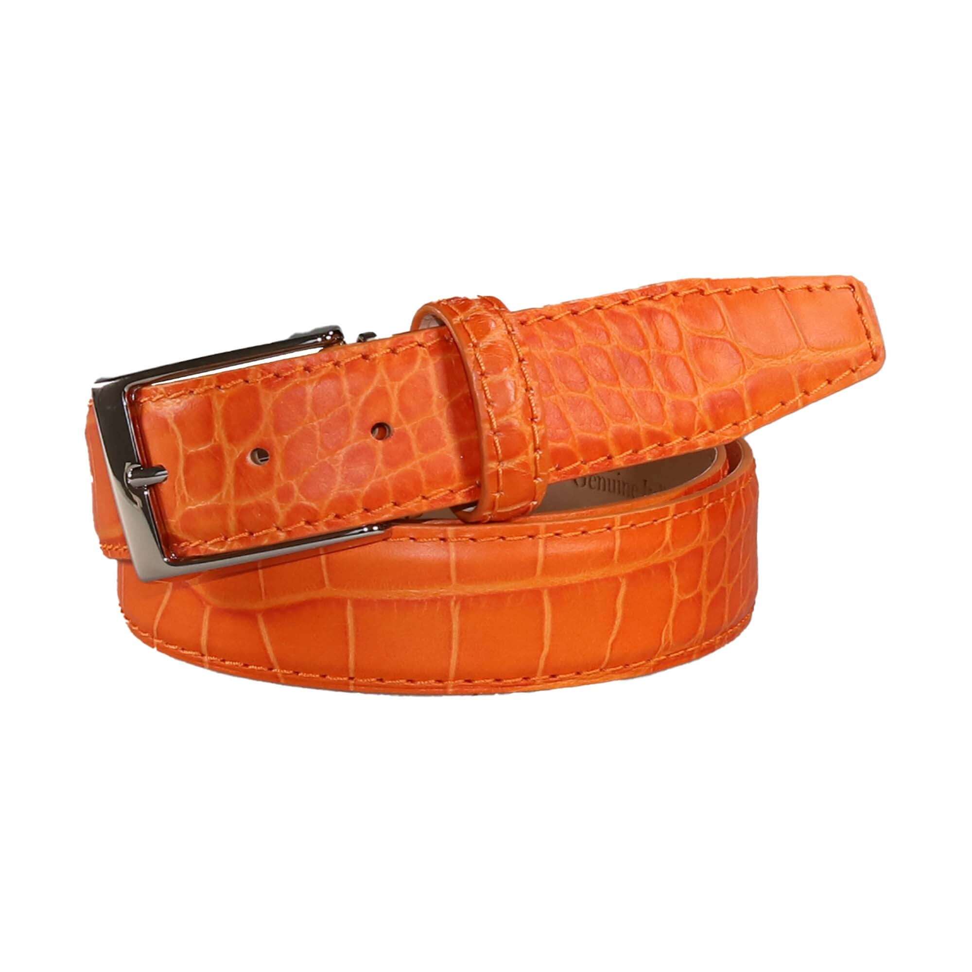 Justin Orange Mock Crocodile Leather Belt | Mens Leather Goods