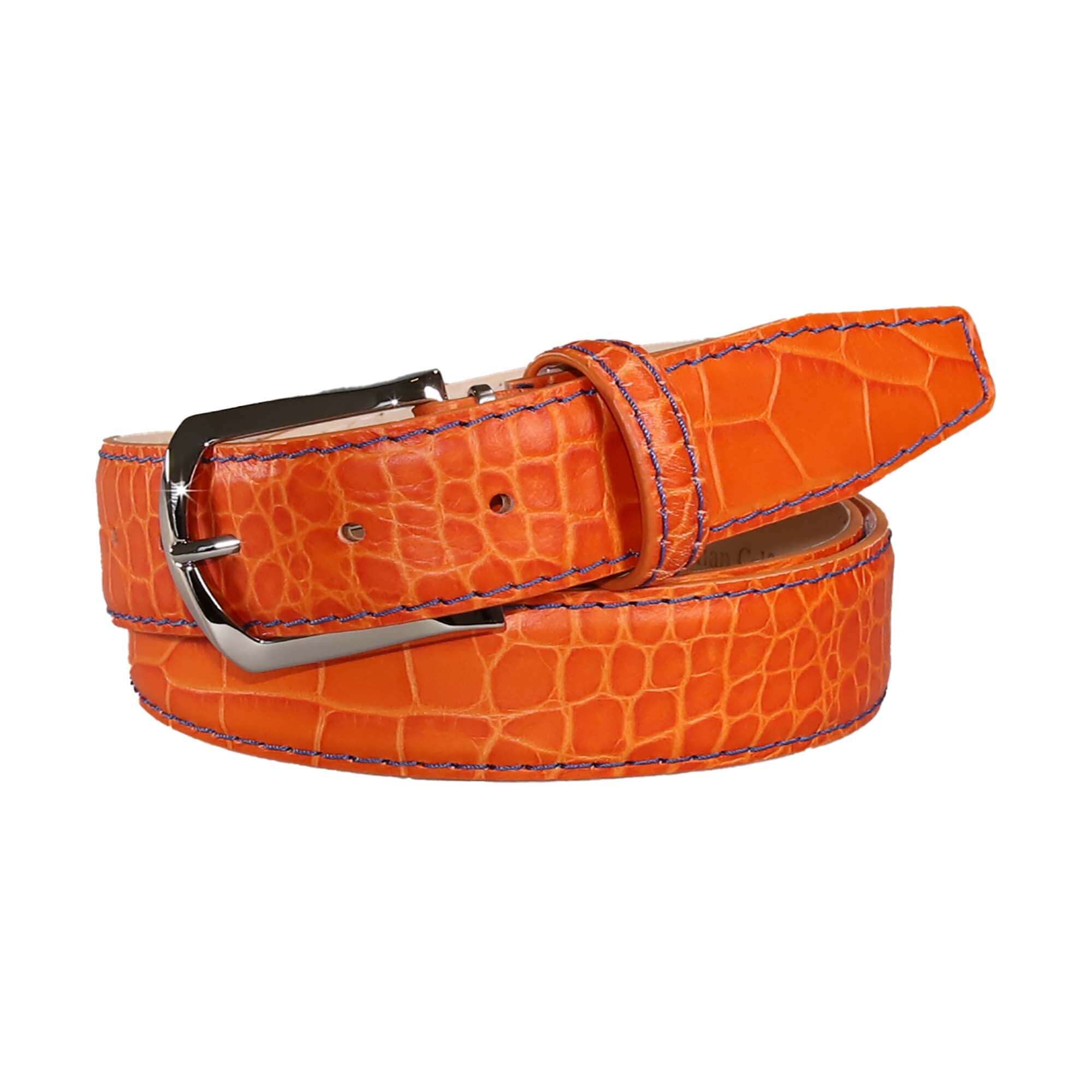 Justin Orange Mock Crocodile Leather Belt | Mens Leather Goods