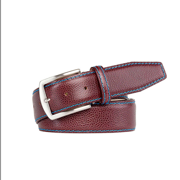 Burgundy French Pebble Grain Belt - Roger Ximenez: Bespoke Belts and ...