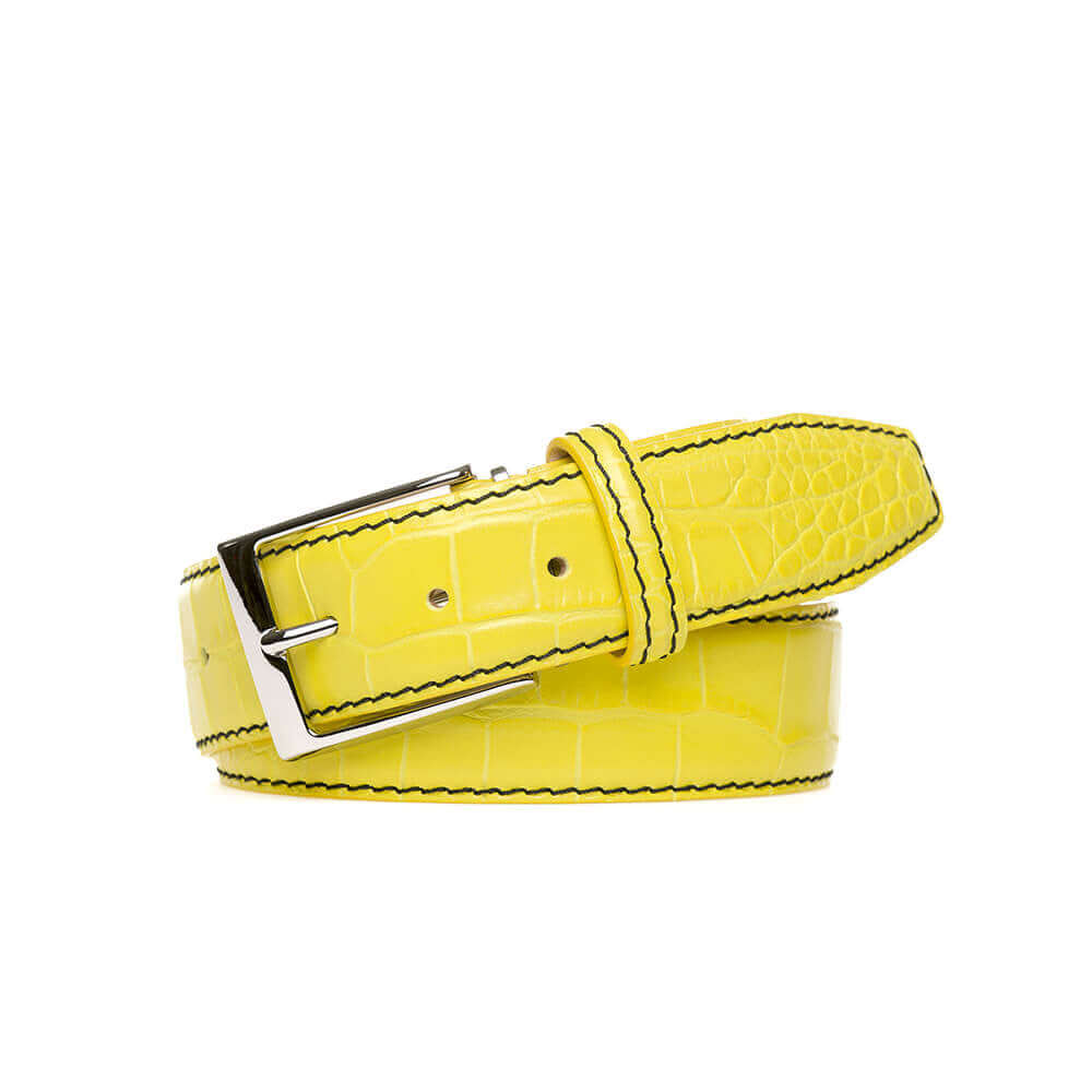 Yellow Mock Gator Leather Belt | Mens Fashion & Goods | Roger Ximenez ...